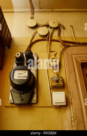 Kovrov, Russia. 25 October 2015. Electric meter and electrical unit in ...