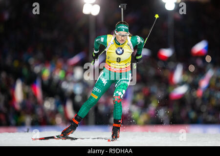 Dorothea Wierer, of Italy, competes in the 4X6-kilometer mixed relay ...
