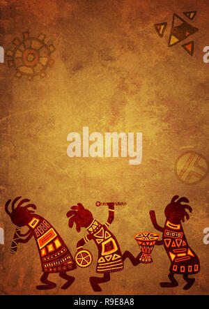 Dancing musicians. African national patterns Stock Photo - Alamy