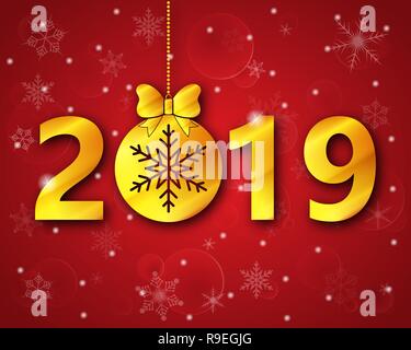 2019 New Year background with gold glitter confetti. Festive premium ...