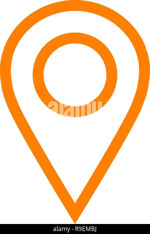 Pin point - orange simple hollow, isolated - vector illustration Stock ...