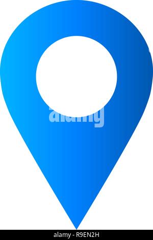 Pin point - blue simple hollow, isolated - vector illustration Stock ...