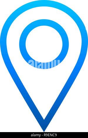 Pin point - blue gradient outlined, isolated - vector illustration ...