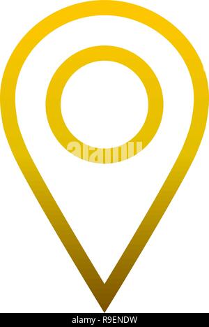 Pin point - golden gradient outlined, isolated - vector illustration ...