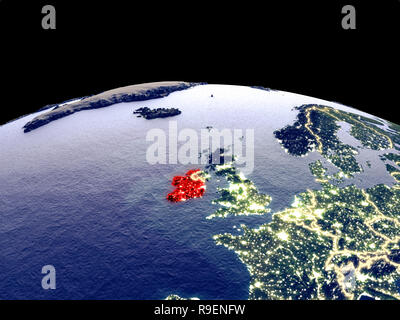Ireland from space on planet Earth at night with visible country ...