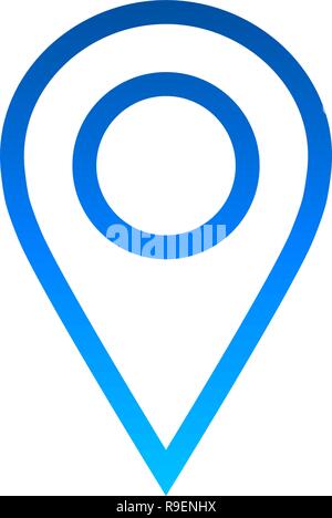 Pin point - blue gradient outlined, isolated - vector illustration ...