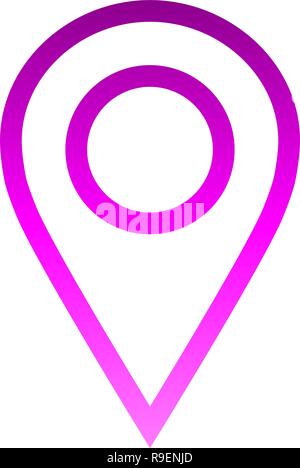 Pin point - purple gradient outlined, isolated - vector illustration ...