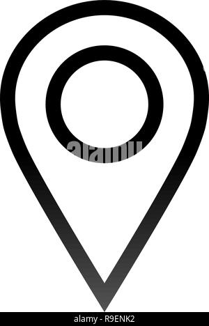 Pin point - black gradient outlined, isolated - vector illustration ...