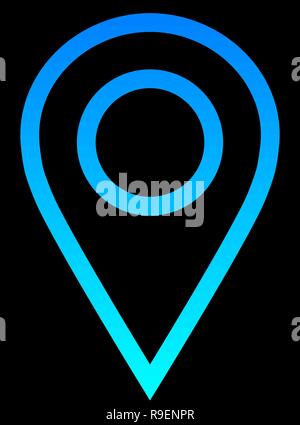 Pin point - blue gradient outlined, isolated - vector illustration ...