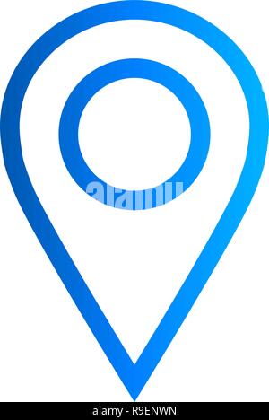 Pin point - blue gradient outlined, isolated - vector illustration ...