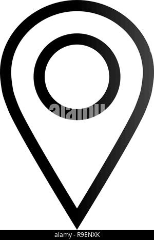 Pin point - black gradient outlined, isolated - vector illustration ...