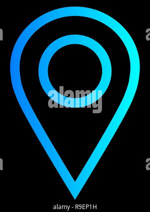 Pin point - blue gradient outlined, isolated - vector illustration ...