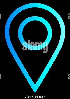 Pin point - blue gradient outlined, isolated - vector illustration ...