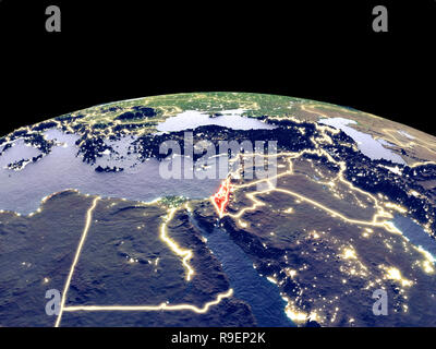 Israel from space on planet Earth in space with Moon and Milky Way ...