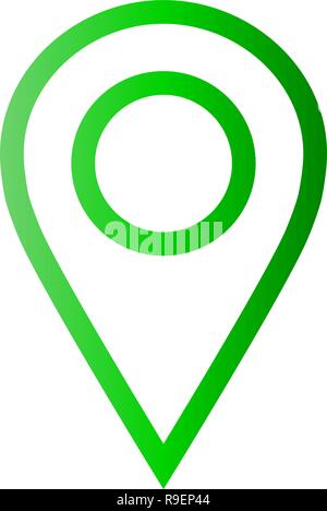 Pin point - green simple outlined, isolated - vector illustration Stock ...