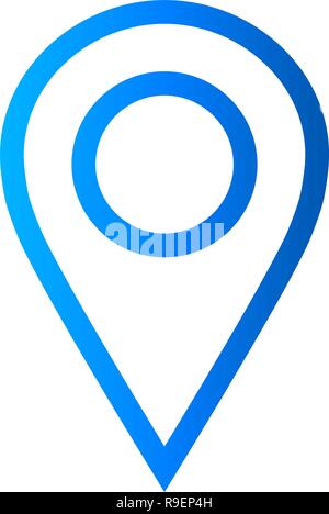 Pin point - blue gradient outlined, isolated - vector illustration ...