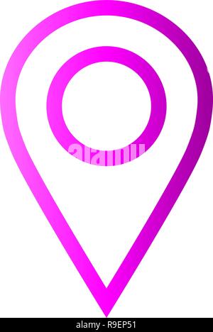 Pin point - purple gradient outlined, isolated - vector illustration ...