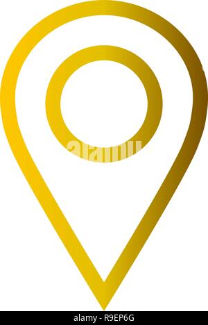 Pin point - golden gradient outlined, isolated - vector illustration ...