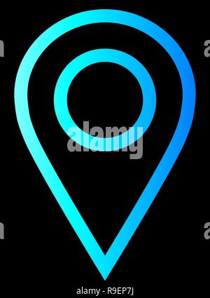 Pin point - blue gradient outlined, isolated - vector illustration ...