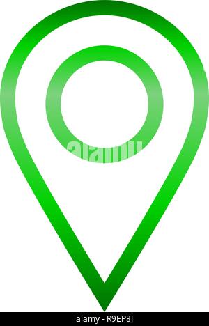 Pin point - green gradient outlined, isolated - vector illustration ...