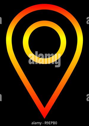 Pin point - orange gradient outlined, isolated - vector illustration ...