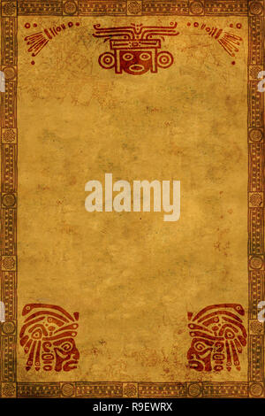 Background with American Indian national patterns and paper texture ...