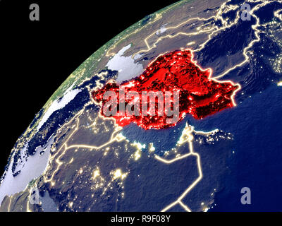 Satellite view of Iran map and borders, physical map Middle East ...