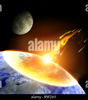 Comet colliding with earth Stock Photo - Alamy