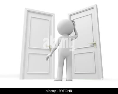 Door,Choose, A Human stands between two doors Stock Photo - Alamy