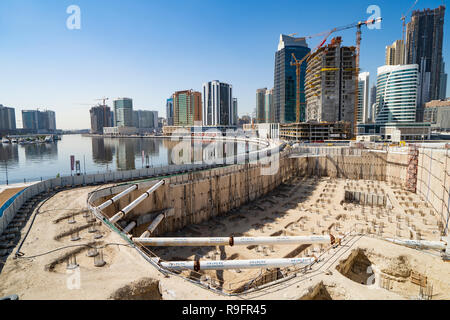 Large excavation for new basement and foundation construction in ...