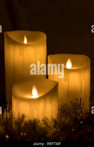 happy christmas decoration with candles Stock Photo - Alamy