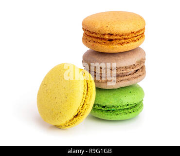 four macaroons isolated on white background closeup Stock Photo - Alamy