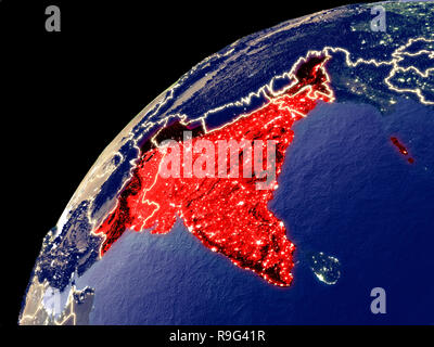 Map of India. Detailed satellite view of the Earth and its landforms ...