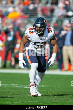 Chicago Bears outside linebacker Khalil Mack (52) react to a play ...