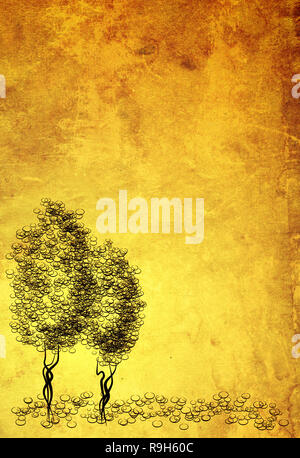 Background - sheet parchment with figure of trees Stock Photo - Alamy