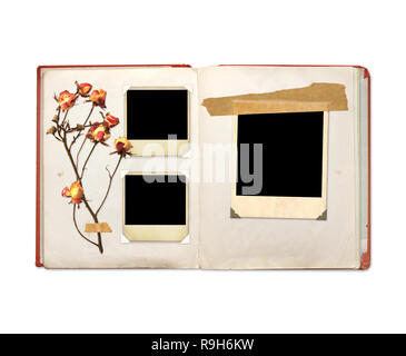 Old book and photos. Objects isolated on white background Stock Photo ...