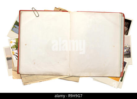 Old book and photos. Objects isolated on white background Stock Photo ...