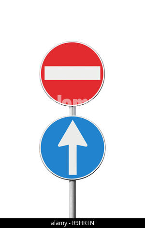 Contradiction concept with road signs - concept image Stock Photo - Alamy