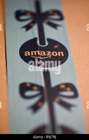 Amazon Christmas parcel tape Stock Photo - Alamy
