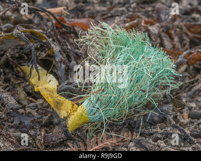 Polyester plastic rope / twine washed up on shore & polluting the ...