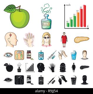 Syringe with insulin, pancreas, glucometer, hand diabetic. Diabet set ...