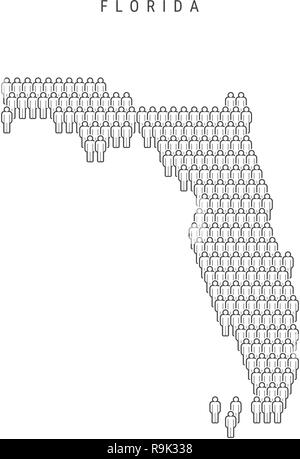 florida state simplified map shape with usa american flag vector ...