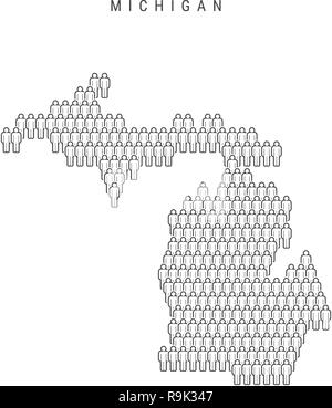 Michigan US state population map. Large group of people. Flat vector ...