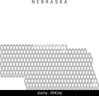 Nebraska US state population map. Large group of people. Flat vector ...