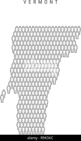 Vermont US state population map. Large group of people. Flat vector ...