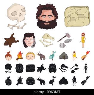 Human fossils icon in cartoon design isolated on white background ...