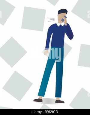 businessman talking smartphone icon vector outline illustration Stock ...