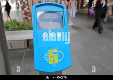 Myki ticket machine in Melbourne Australia. Myki is a smart card ...