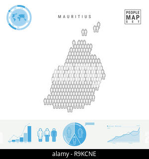 Mauritius population map. Large group of realistic a diverse crowd of ...