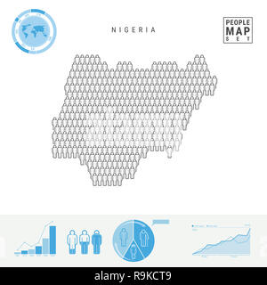 Nigeria population map. Large group of realistic a diverse crowd of ...